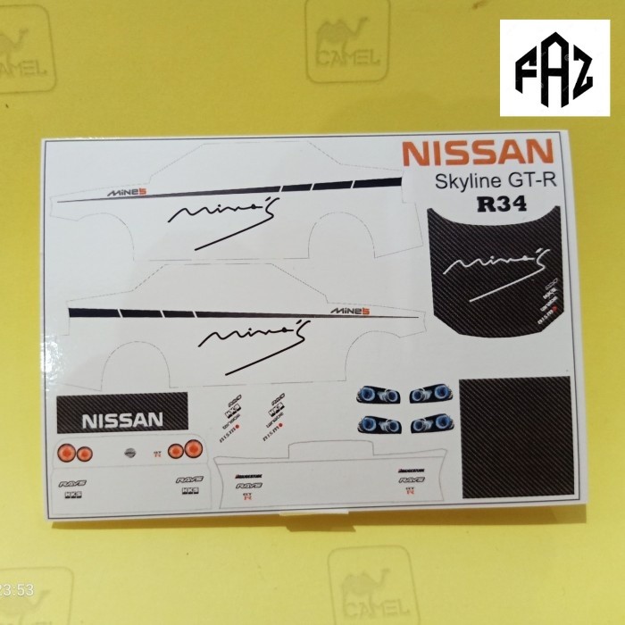 Jual Decal Diecast hotwheels nissan skyline gtr r34 mine5 | Shopee ...
