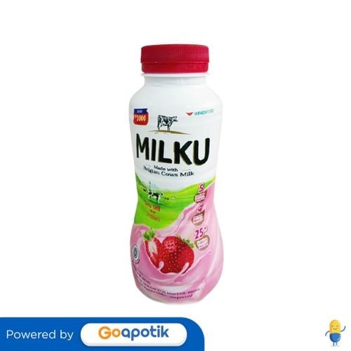 Jual Milku Susu Uht Rasa Strawberry 200 Ml Botol | Shopee Indonesia