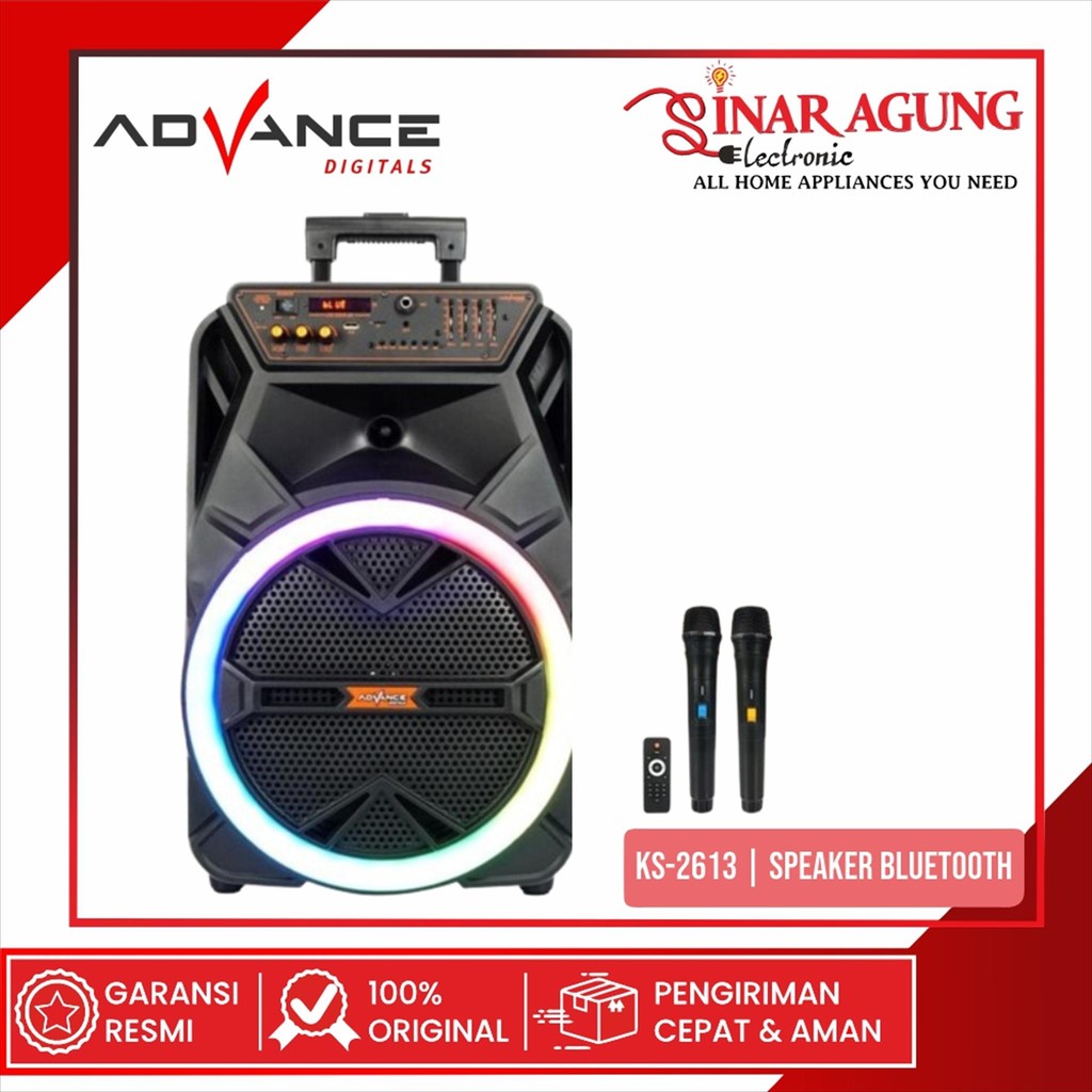 Jual ADVANCE KS-2613 / KS2613 SPEAKER BLUETOOTH PORTABLE 12 INCH - GARANSI RESMI | Shopee Indonesia