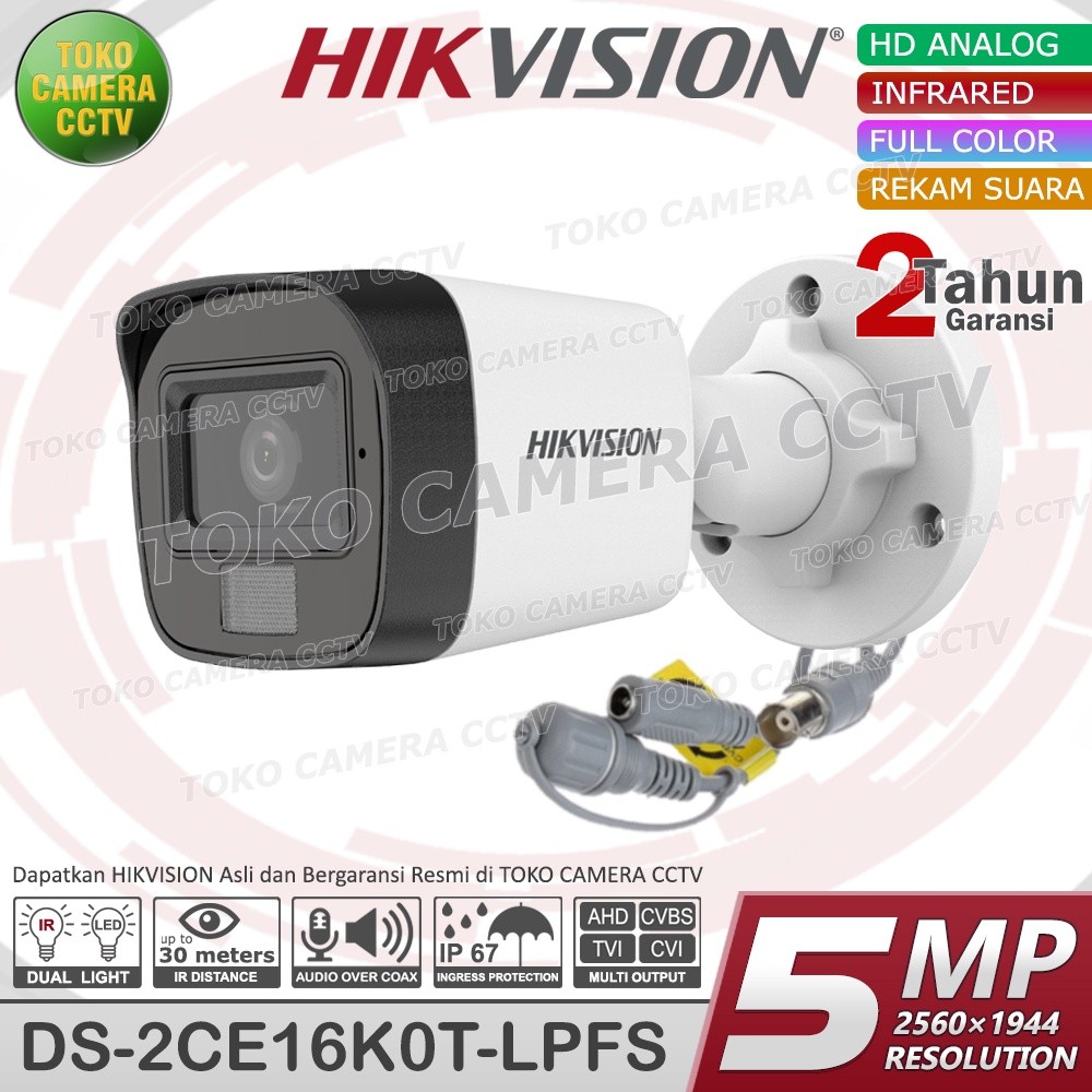 Jual KAMERA CCTV OUTDOOR 5MP AUDIO COLORVU HIKVISION DS-2CE16K0T-LPFS DUAL | Shopee Indonesia
