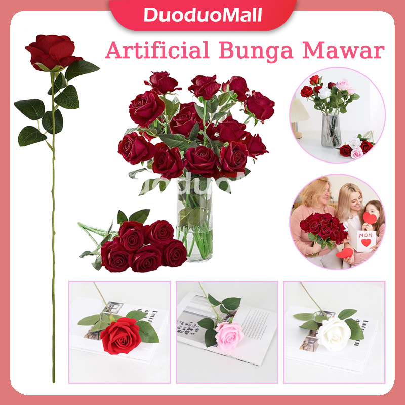 Jual Artificial Bunga Mawar 1 Tangkai/Imitasi Bunga Asli | Shopee Indonesia