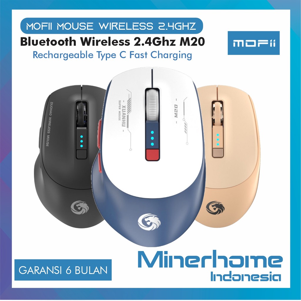 Jual MOFii Mouse Wireless 2.4G+Bluetooth Rechargeable Battery Fast ...