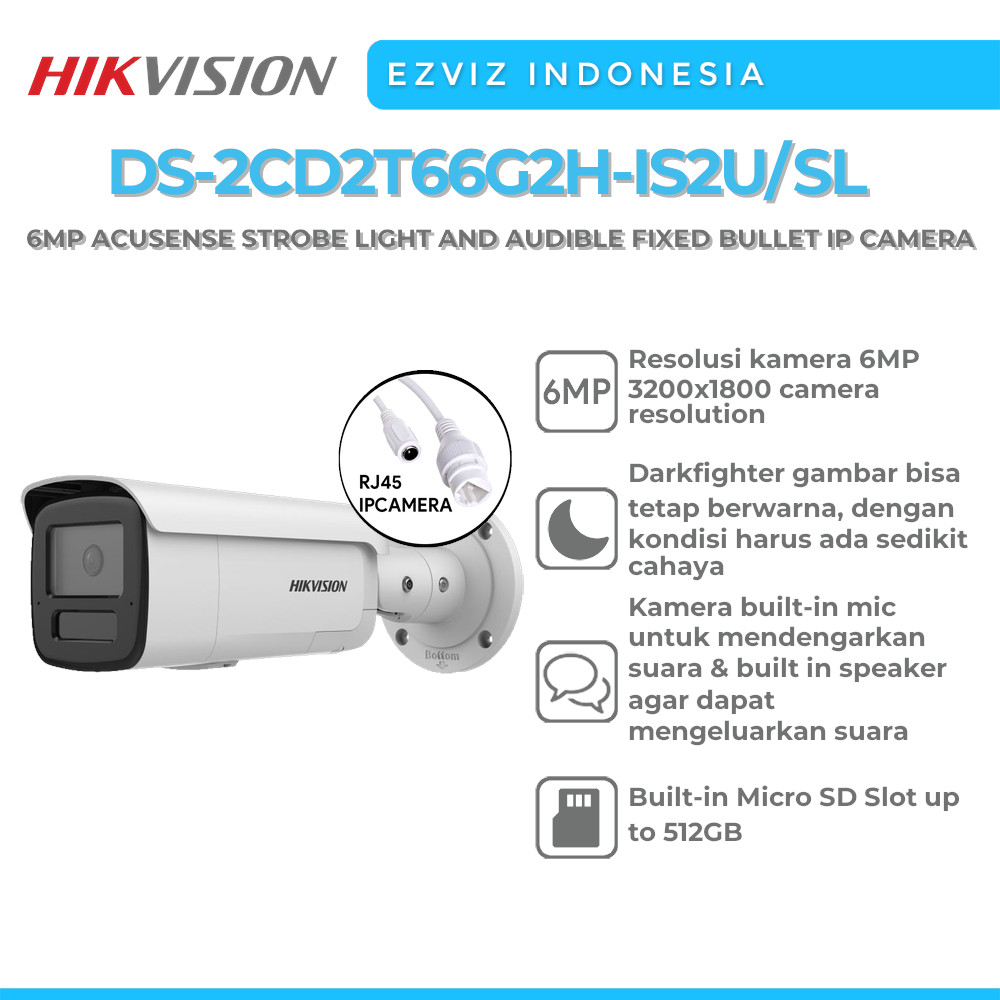 Jual HIKVISION DS-2CD2T66G2H-IS2U/SL 6MP ACUSENSE STROBE LIGHT AND ...