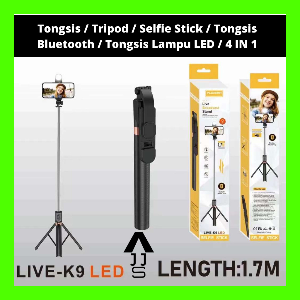 Jual Tongsis Tripod Bluetooth Selfie Stick 4 in 1 Led Lampu Remote Multifungsi 3 in 1 170cm ...