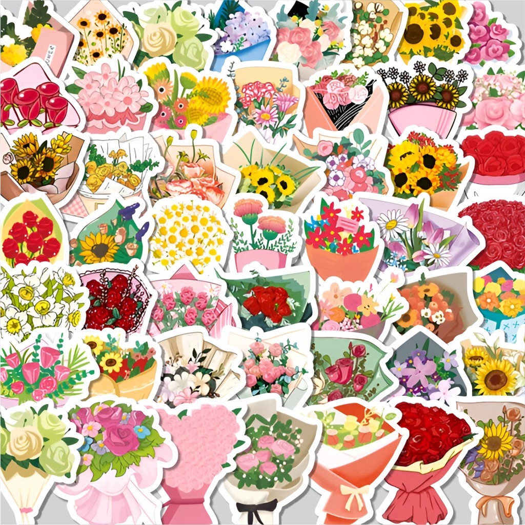 Jual Stiker Cutting Pack Stiker Bucket Bunga Isi 100Pcs Series ...