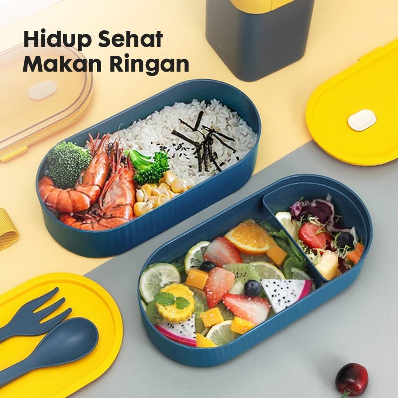 Jual [Medan Ready Stock] Eatkit 3in1 Lunch Box Set Kotak Makan Siang Aman untuk microwave Kotak ...