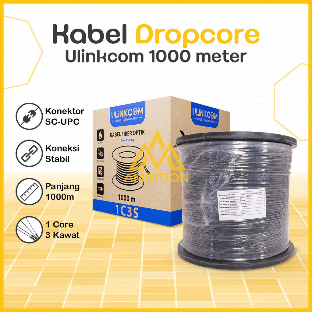 Jual {{ TERMURAH }} Kabel Fibe Optic Drop core 1000M 1 core 3 seling ...