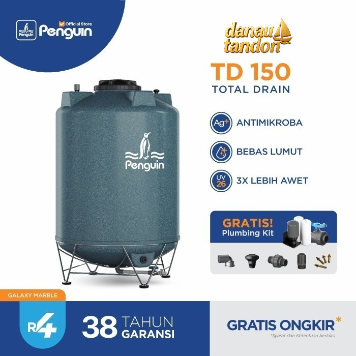 Jual Penguin TD-150 1500 Liter Toren Tandon Tangki AIr Total Drain Tank ...