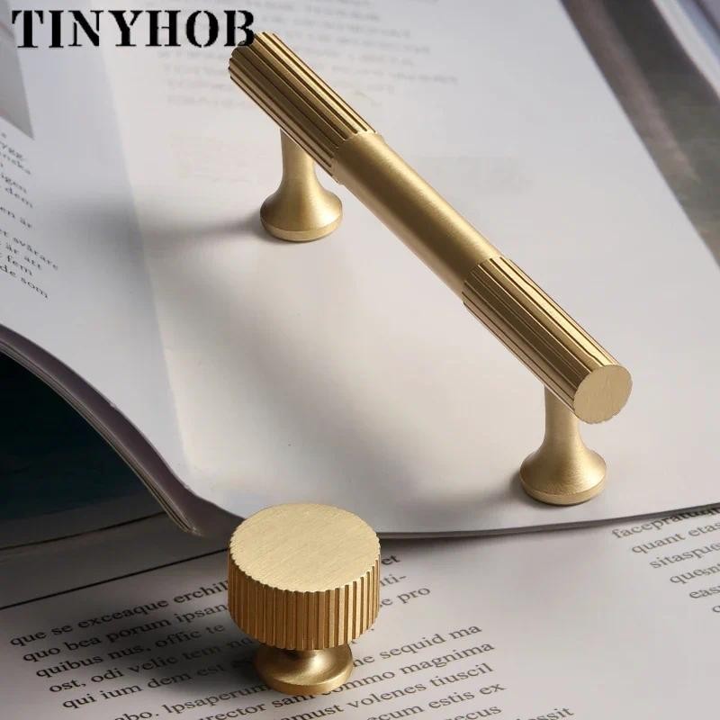 Jual Modern Style/Vertical lines Solid Brass Drawer Knobs T bar Handle ...
