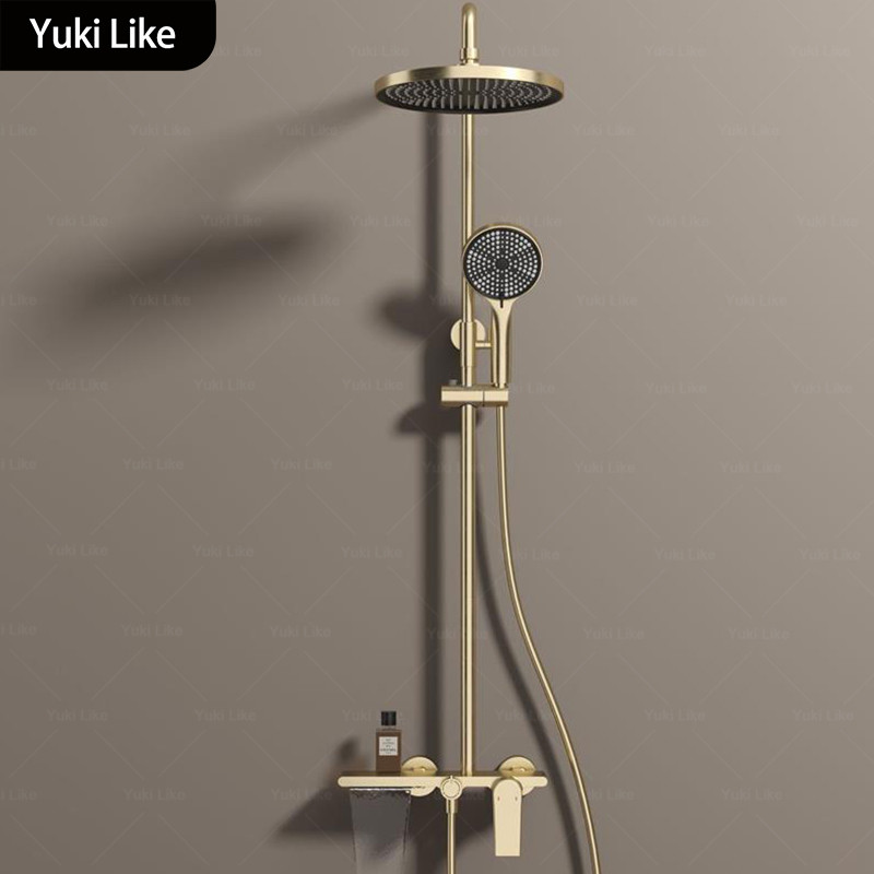 Jual Bathroom Golden Shower System Sets Hot and Cold Water Three ...