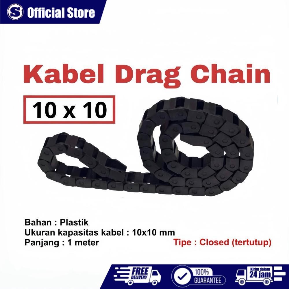 Jual Kabel Cable Drag Chain Wire Carrier Plastic 10x10mm R28 Closed ...
