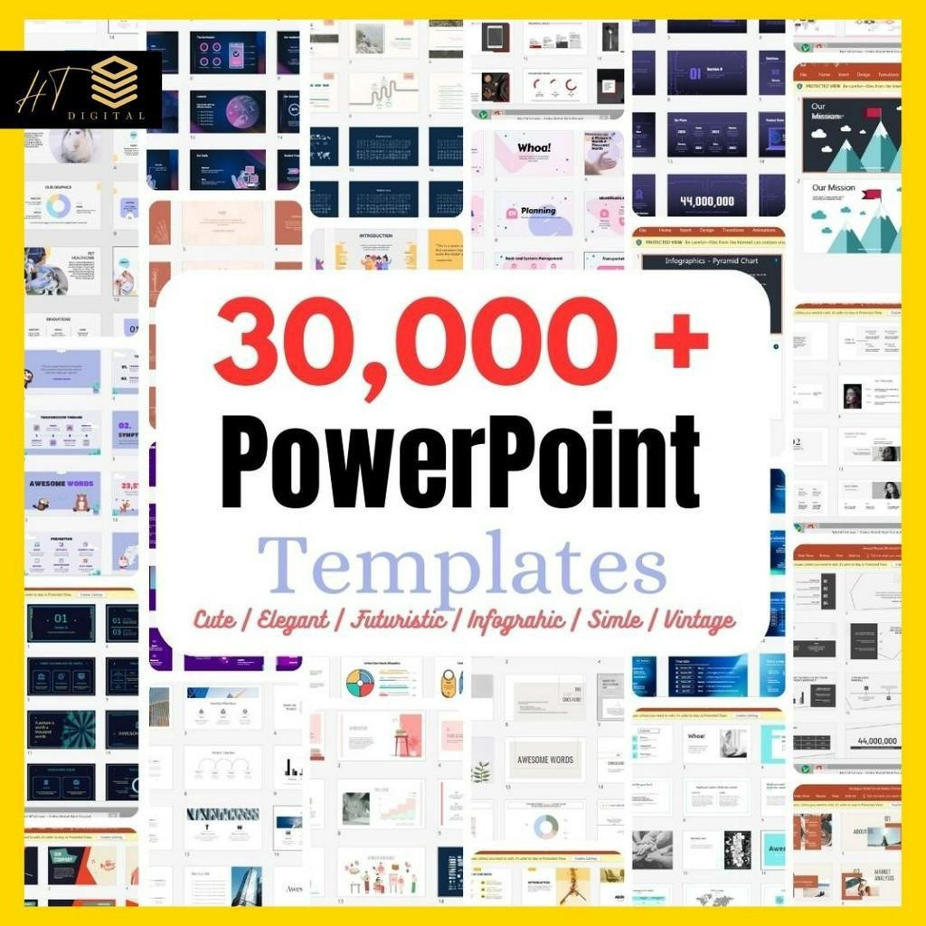Jual 30,000 + Premium Multipurpose Power Point slide Template Bundle ...
