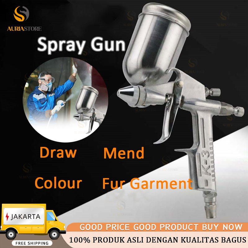 Jual K3 Spray Gun Spet Cat Angin Mesin Kompresor F75 Tabung Atas 400ml ...