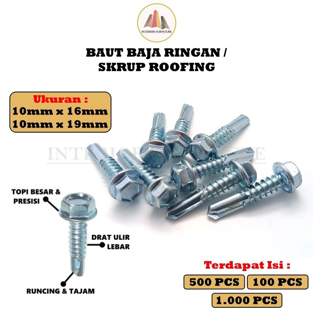 Jual Sekrup Baut baja ringan Mild Steel Bolts Roofing Skrup paku baut ...