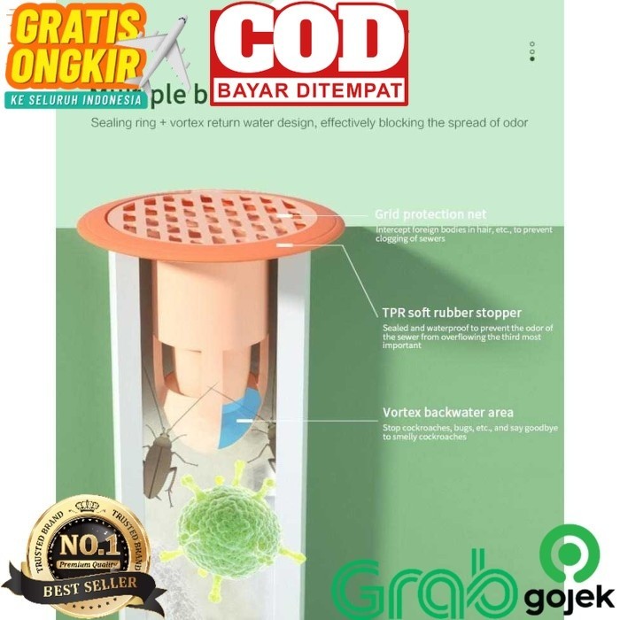 Jual OLOEY Penutup Penyumbat Lubang WC Toilet Floor Cover Plug DM ...