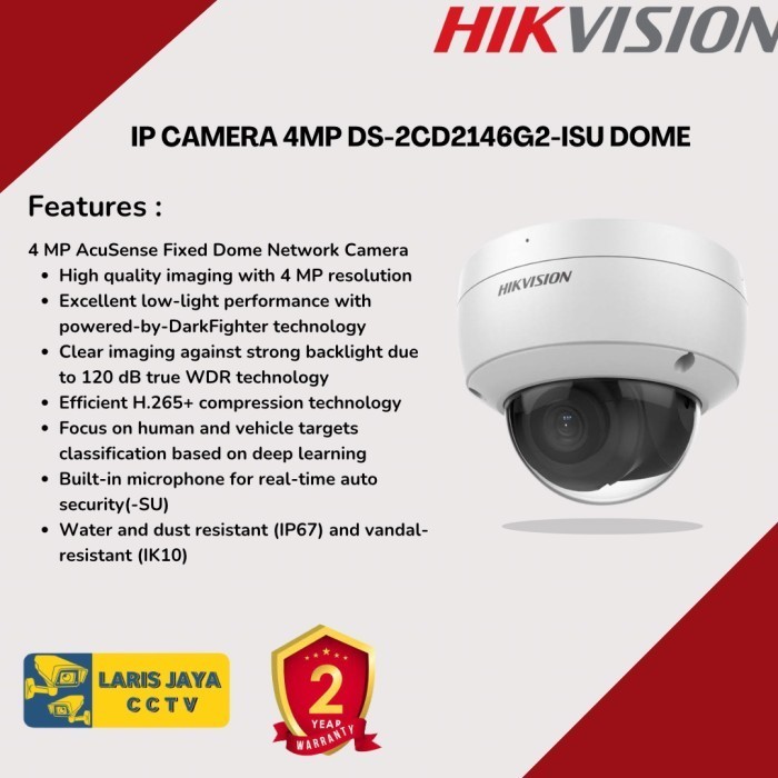 Jual IP Camera Hikvision DS-2CD2146G2-ISU 4MP 4K Acusense Built in Mic | Shopee Indonesia