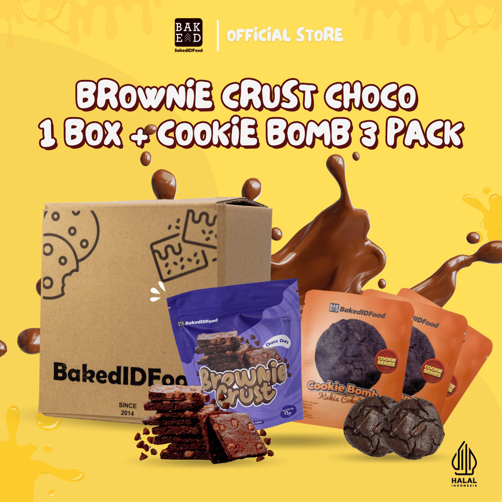 Jual Brownie Crust Choco 1 Box + Cookie Bomb 3 Pack | Shopee Indonesia