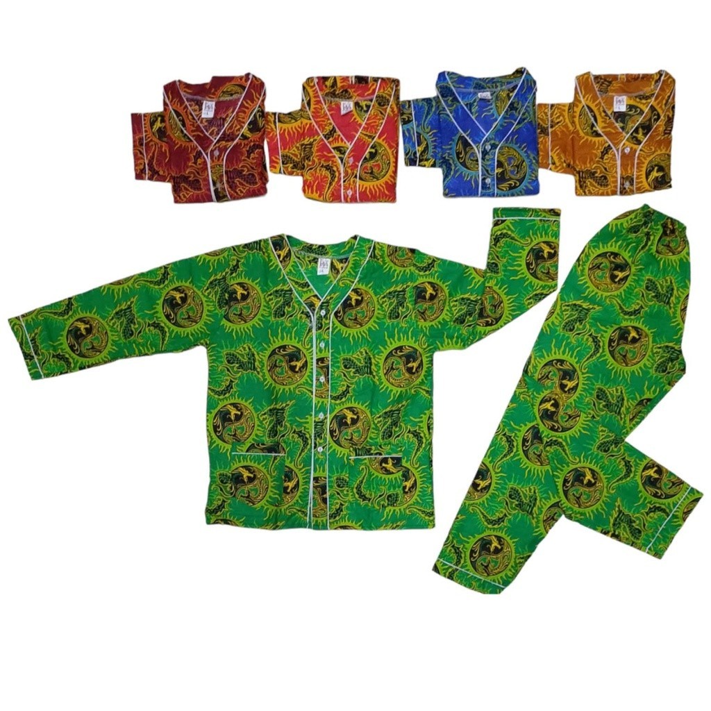 Jual (XL) PIYAMA BATIK BAGAN SIAPI-API FULL LENGAN PANJANG KAIN KATUN ...