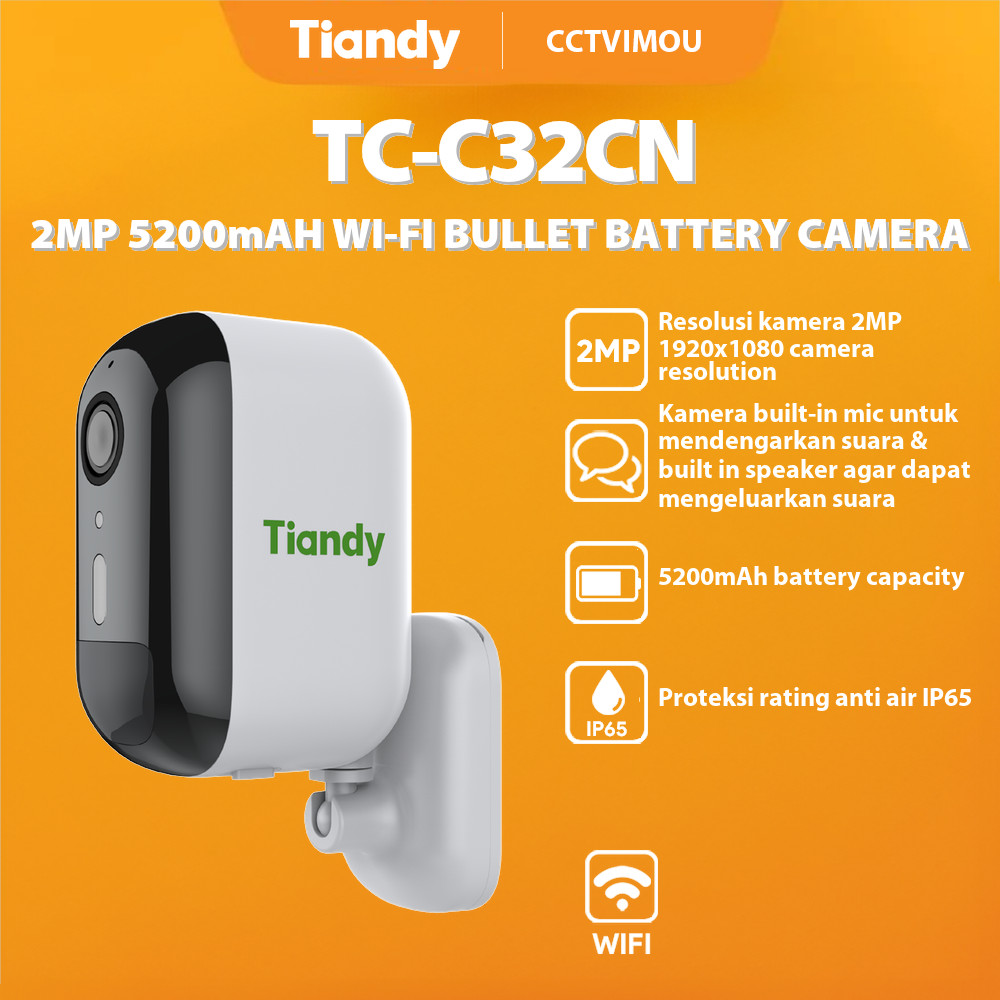 Jual TIANDY TC-C32CN 2MP 5200MAH WI-FI BULLET BATTERY CAMERA | Shopee ...