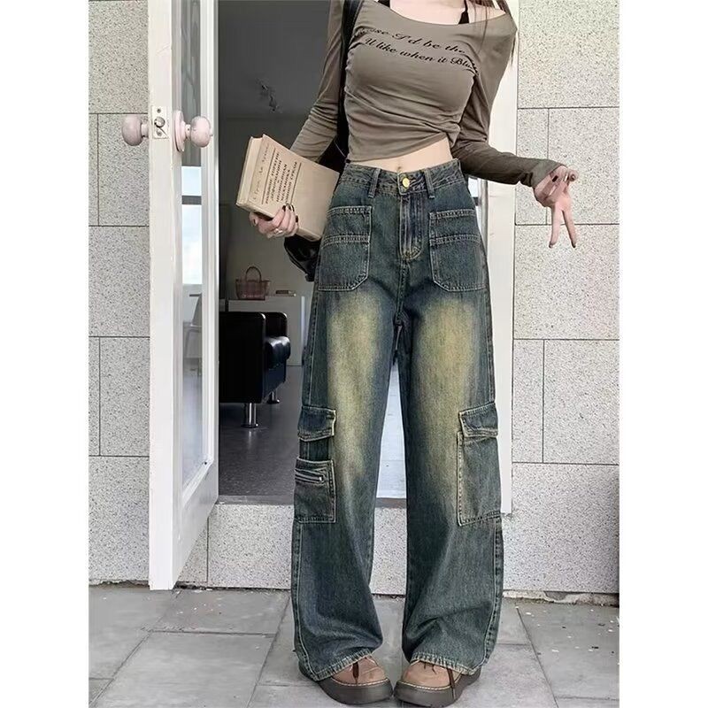 Jual Desain Sense Jeans Multi-saku Wanita High Street Luri Keseluruhan ...