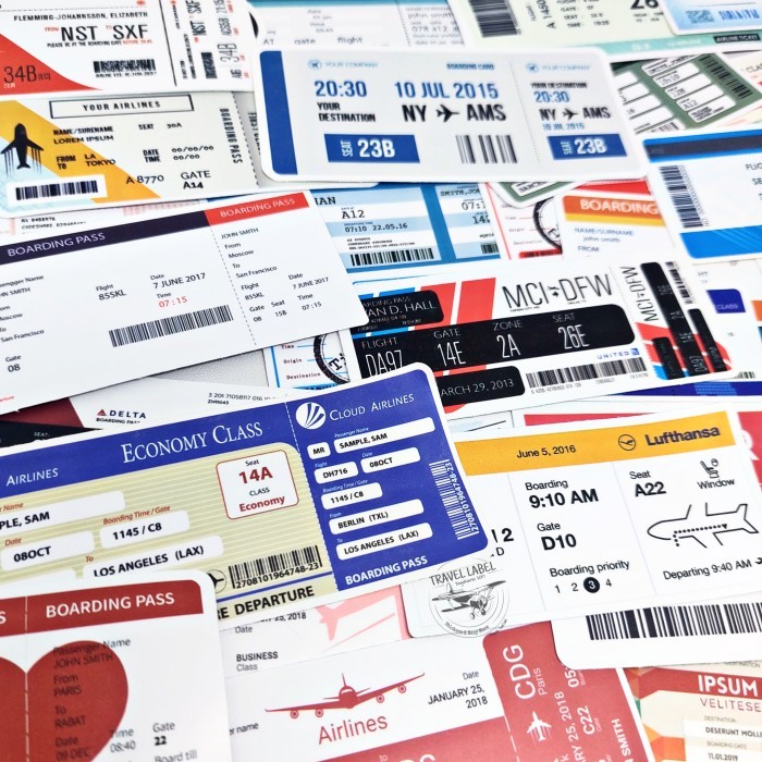 Jual Sticker Stiker Koper 50 Pcs Motif Tiket Travel Boarding Airline ...