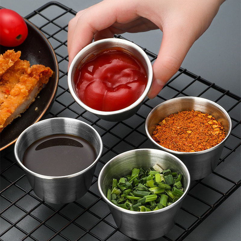 Jual 6 Cangkir 70ml Sauce Cups Stainless Steel Sauce Cup Seasoning Dish ...