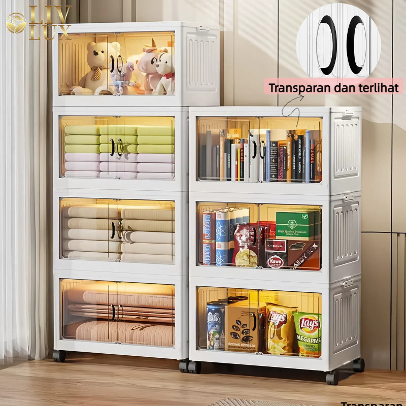Jual Rak Kabinet Susun Lipat | Kapasitas Besar Tutup Transparan Lemari ...