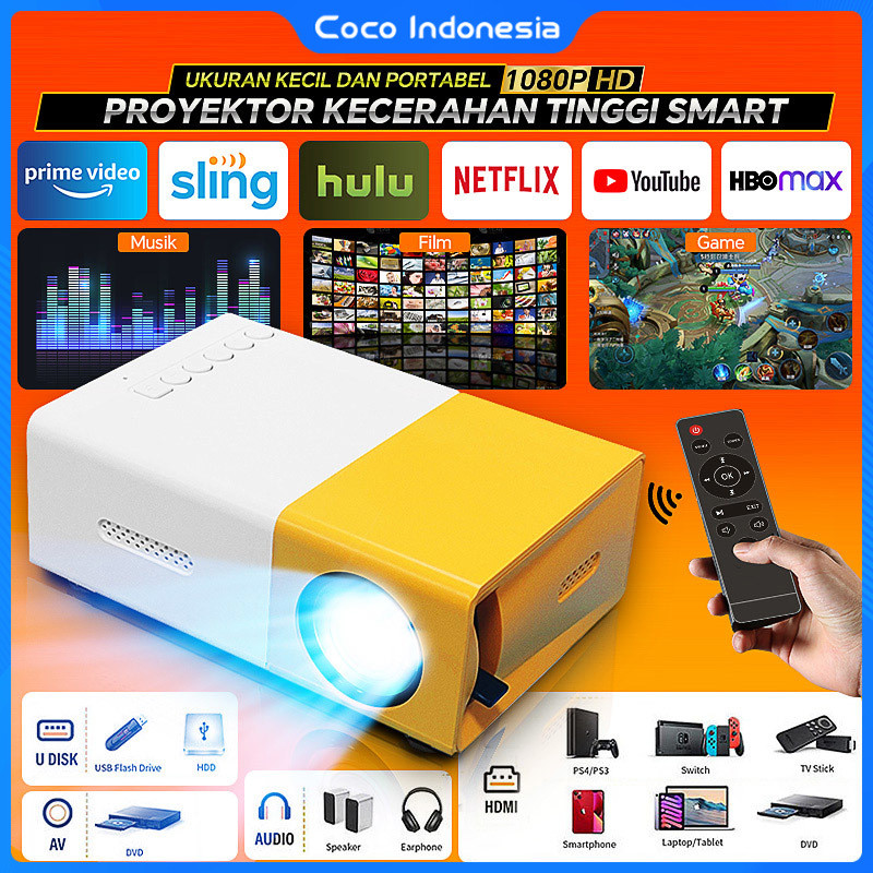 Jual Proyektor Mini Portable Hp Android 4K Full HDMI YG300 Led Mini ...