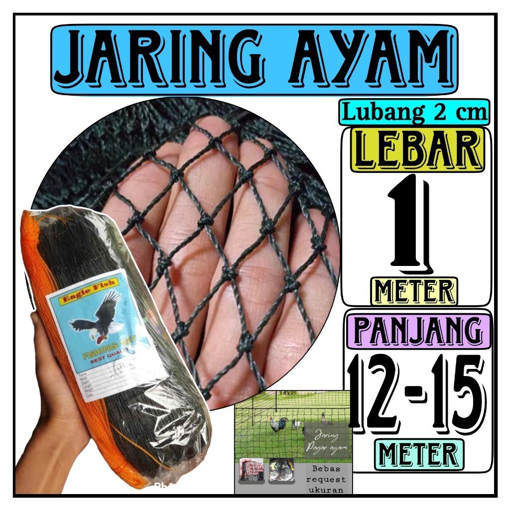 Jual jaring Ayam Jaring Burung Lubang Kecil 2 cm Ukuran Lebar 1 Meter x Panjang 12-15 meter ...