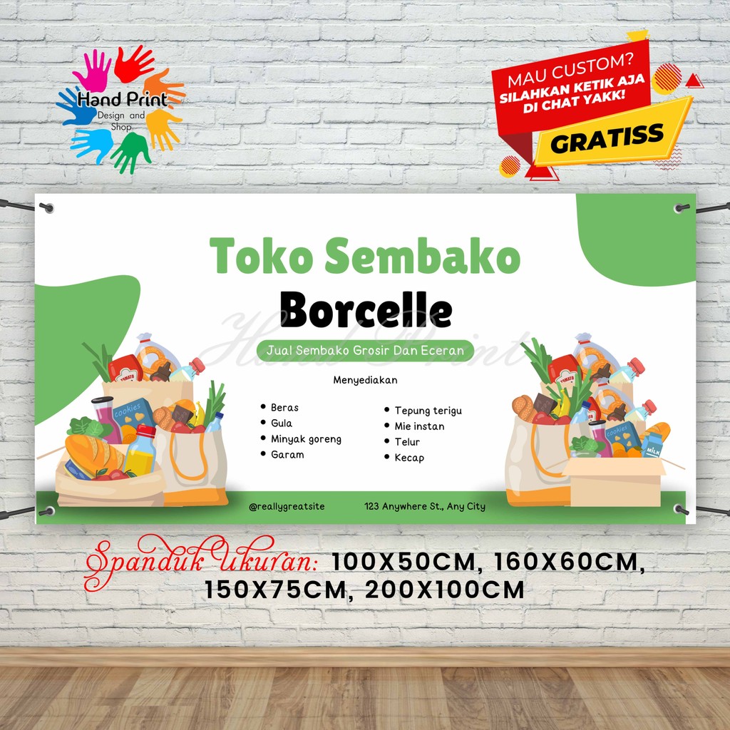 Jual Cetak Spanduk Banner Jualan Sembako Toko Serba Ada Hijau MMT ...