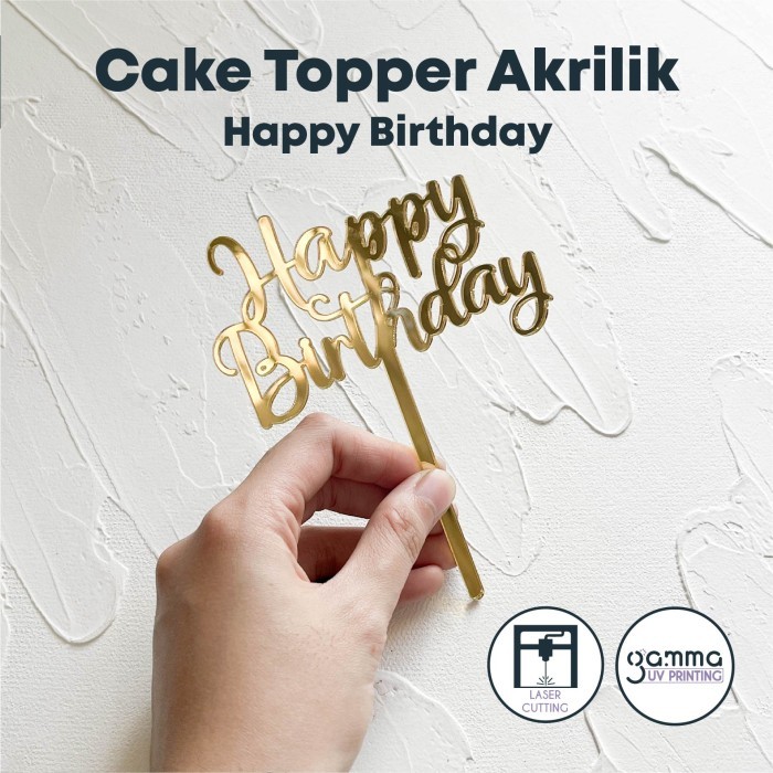 Jual Cake Topper Tulisan Happy Birthday Akrilik Hiasan Kue Gift Mirror ...