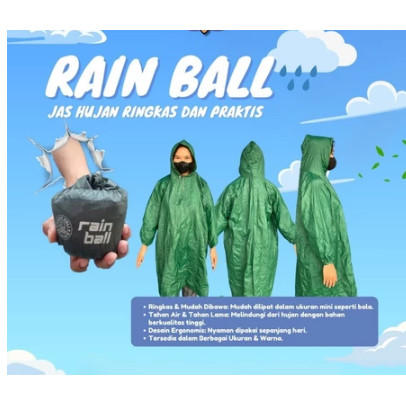 Jual Jas Hujan Bola Rain Ball Dewasa Bahan PVC Praktis Bulat Jas Hujan Terusan / Raincoat ...