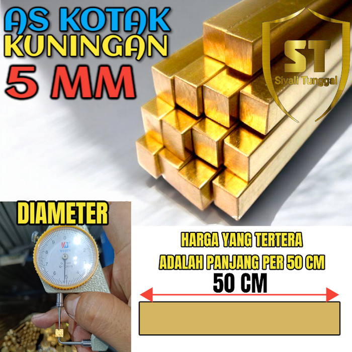 Jual AS KOTAK KUNINGAN 5MMX5MMX50CM - INLAY KUNINGAN 5MM | Shopee Indonesia