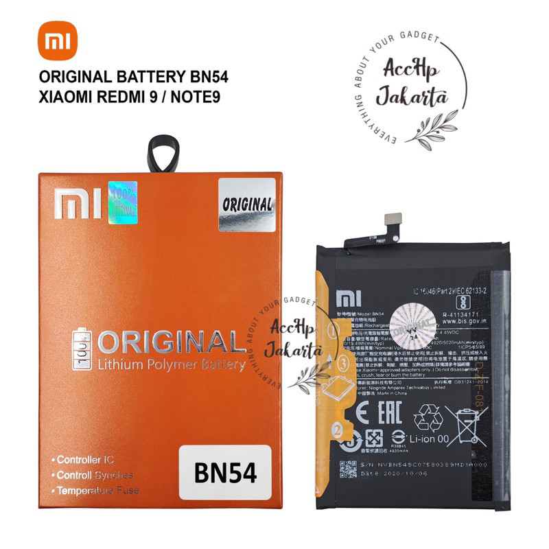 Jual BATERAI XIAOMI REDMI 9 / REDMI NOTE 9 REDMI 10X 4G BN 54 BN54 ...