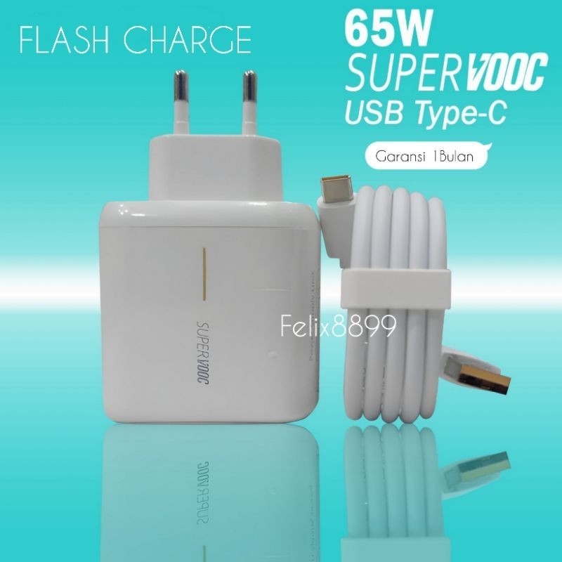 Jual Charger Casan Super Vooc Flash Charge 33W 65W 80W USB Type C | Shopee Indonesia