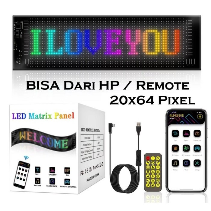 Jual LAYAR LED MATRIX PANEL MOBIL lampu rgb display gambar usb pixel ...