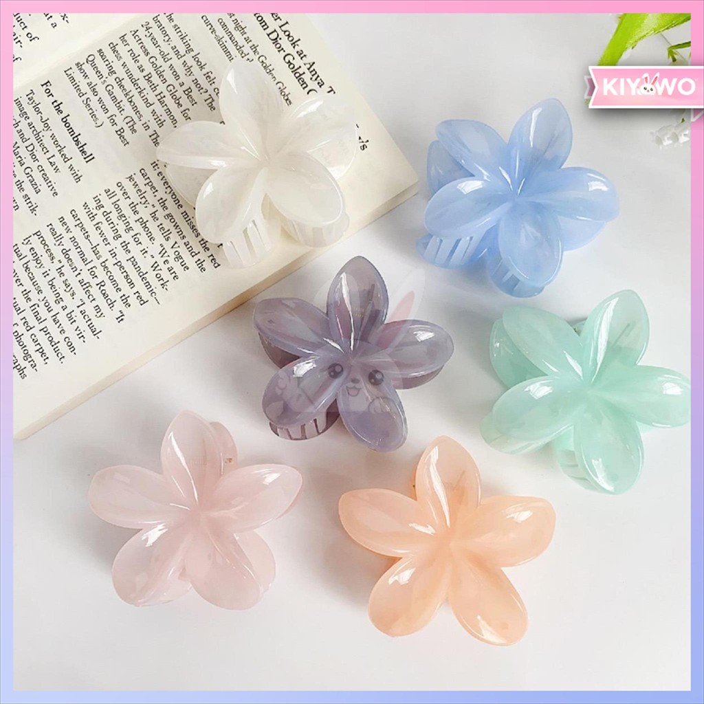 Jual KIYOWO Jepit Rambut Bunga Glossy Motif Polos Transparan Gaya ...