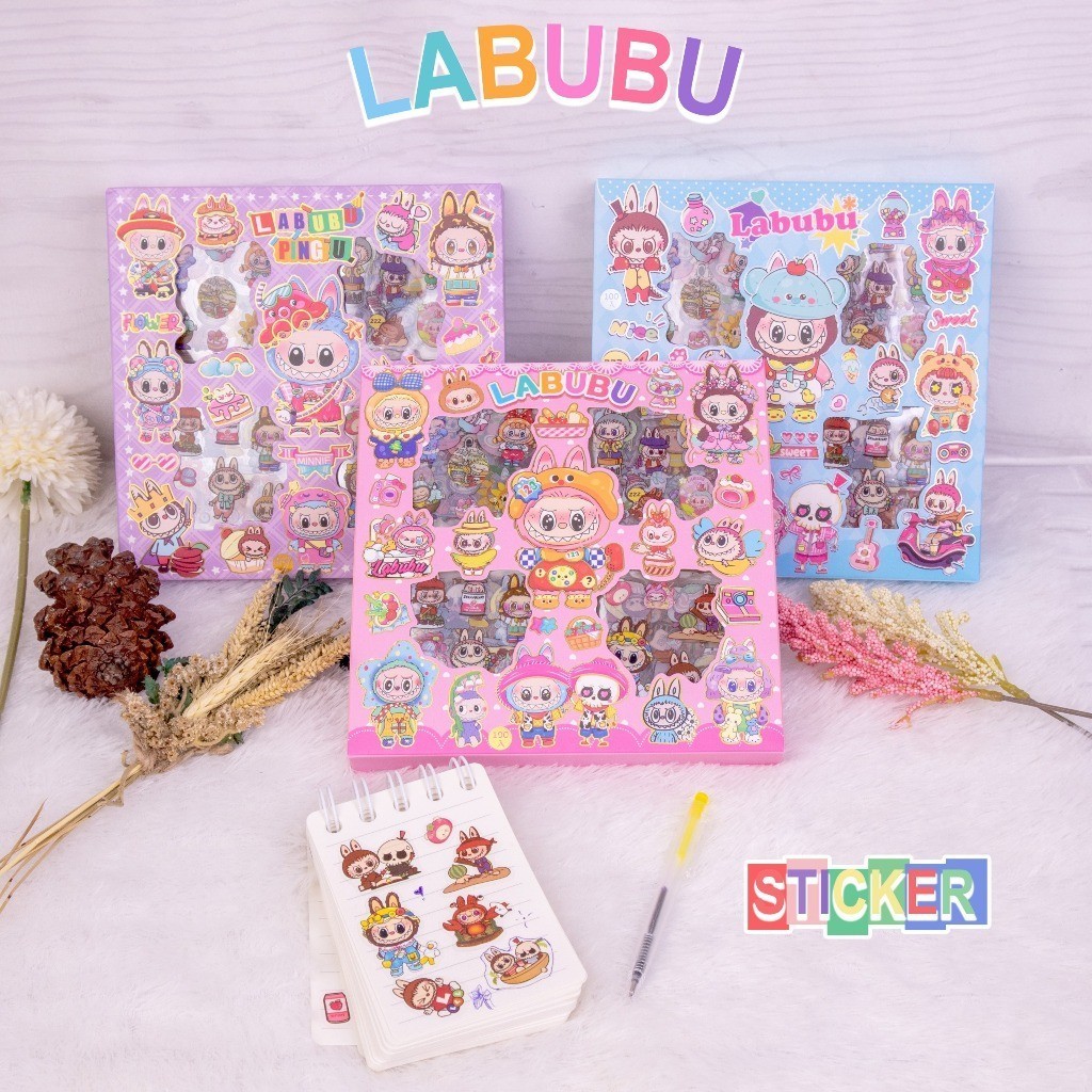 Jual Stiker Scrapbook Labubu 98 Lembar Warna Warni PVC - Stiker Kertas ...