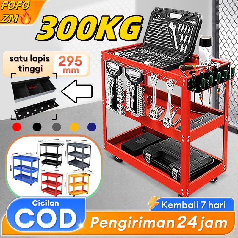 Jual Troli Bengkel Rak 3 Susun Perkakas Trolly Trolley Bantalan 350kg ...