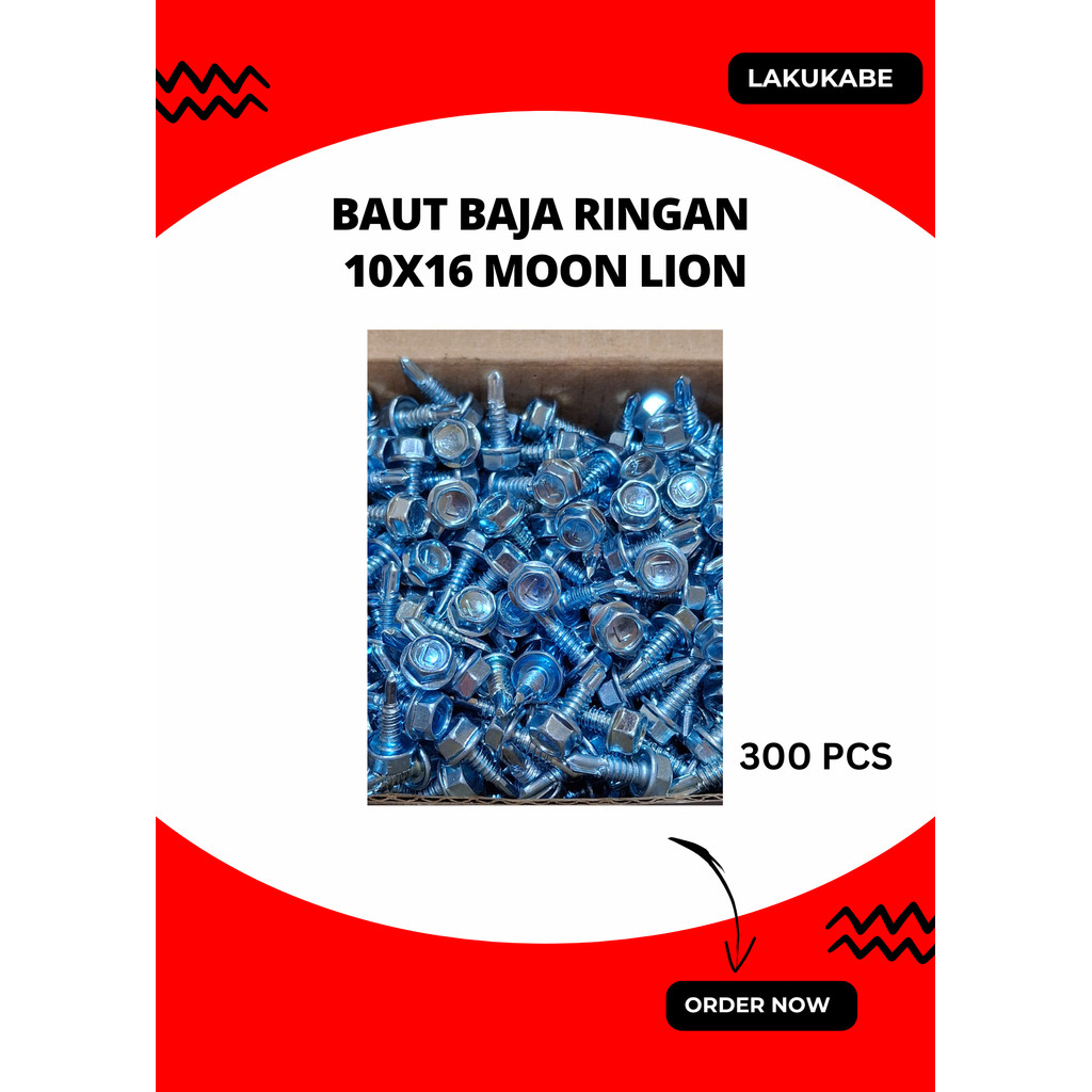 Jual Baut Baja Ringan Merek Moon Lion 10x16 Isi 300 pcs | Shopee Indonesia