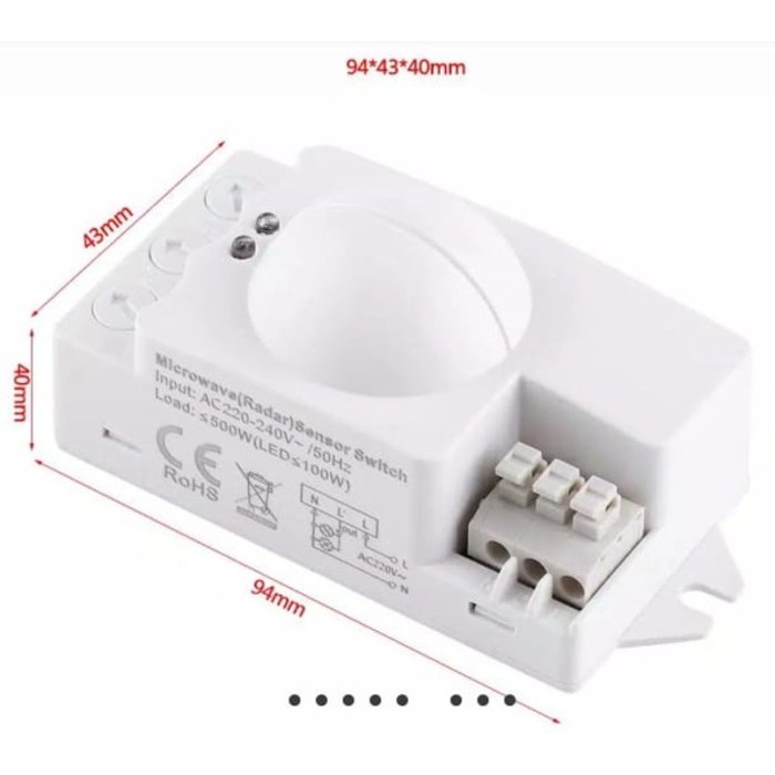 Jual Bonnet SENSOR GERAK MICROWAVE RADAR SWITCH 360 500W RADAR MOTION ...