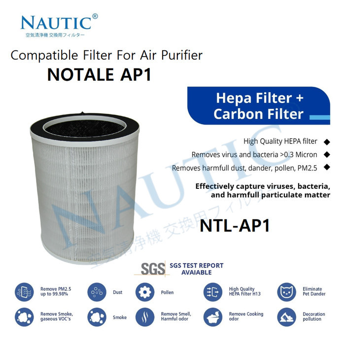 Jual HEPA Fillter untuk Air Purifier Notale AP1 / HEPA+CARBON FILTER ...