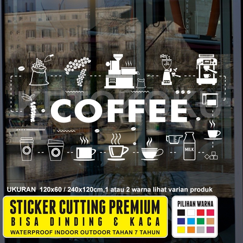 Jual Sticker Kaca Cafe Coffee Shop Cutting Sticker Dinding Kopi Diagram ...