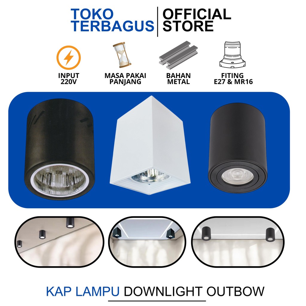 Jual Kap Lampu Downlight Outbow 3.5/4/5 Inch - Hitam/Putih - Desain ...