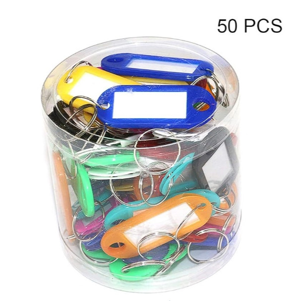 Jual 1 box isi 50 Gantungan Kunci Label Nama Key Ring Plastik Name Tag ...