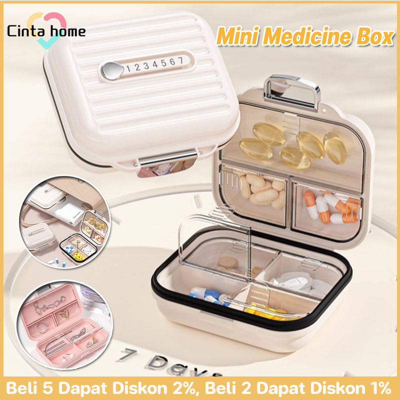 Jual 7 Kompartemen Kotak Pil Kotak Obat Kecil 7 Hari Pill Box Tahan ...