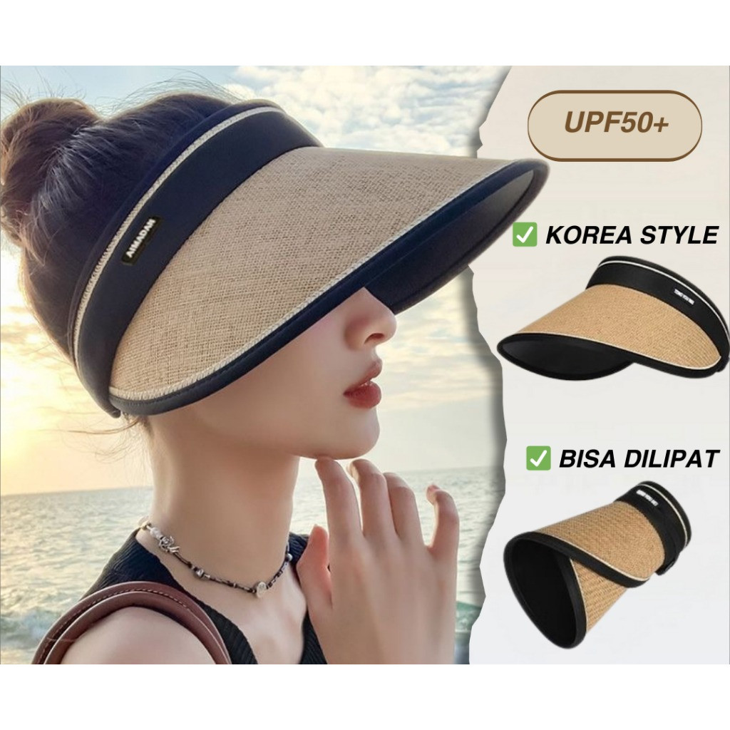 Jual [GROSIR] (DK0410) Topi Pantai Wanita Anti UV Stylish & Nyaman ...