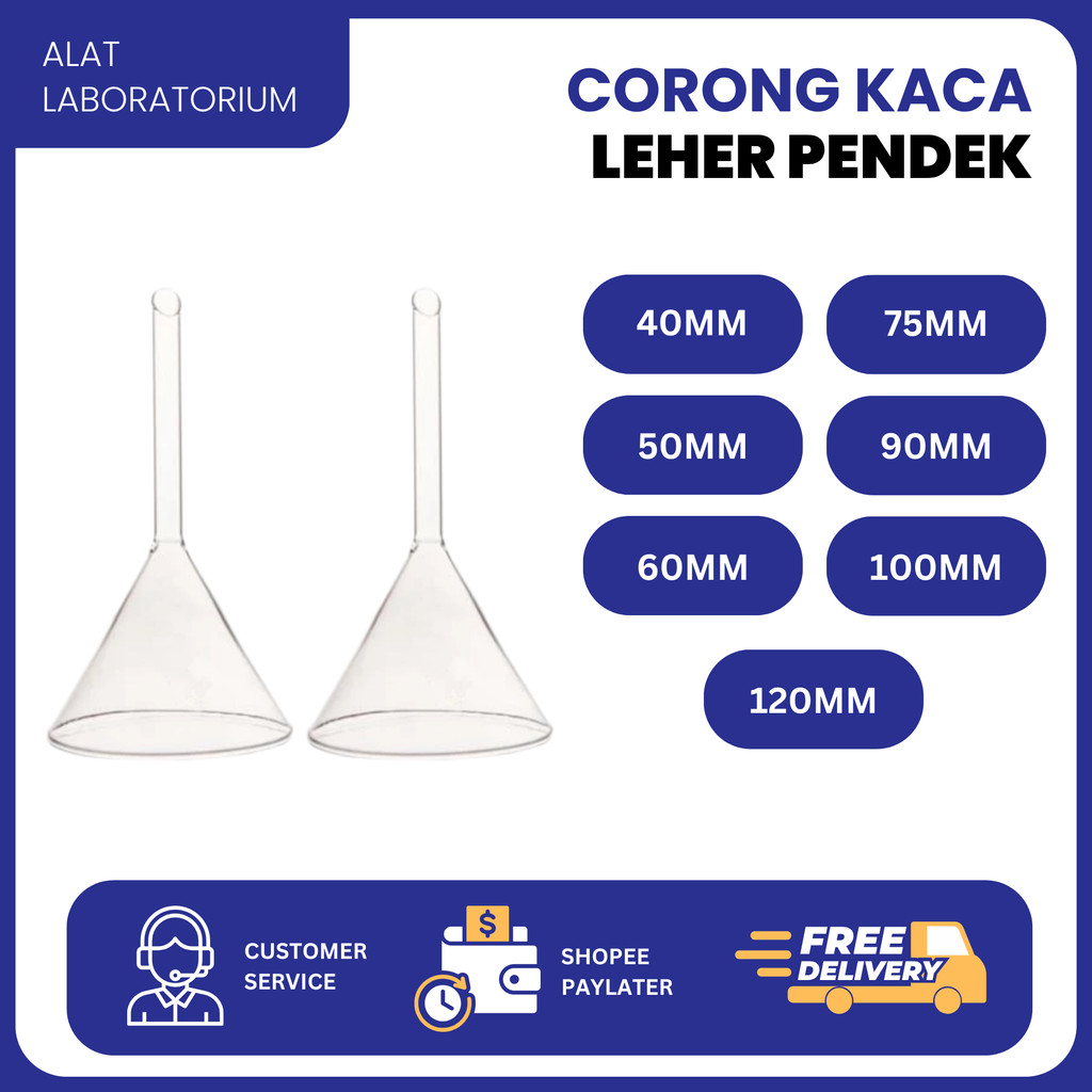 Jual Corong Kaca Laboratorium Leher Pendek Glass Funnel Short Stem ...