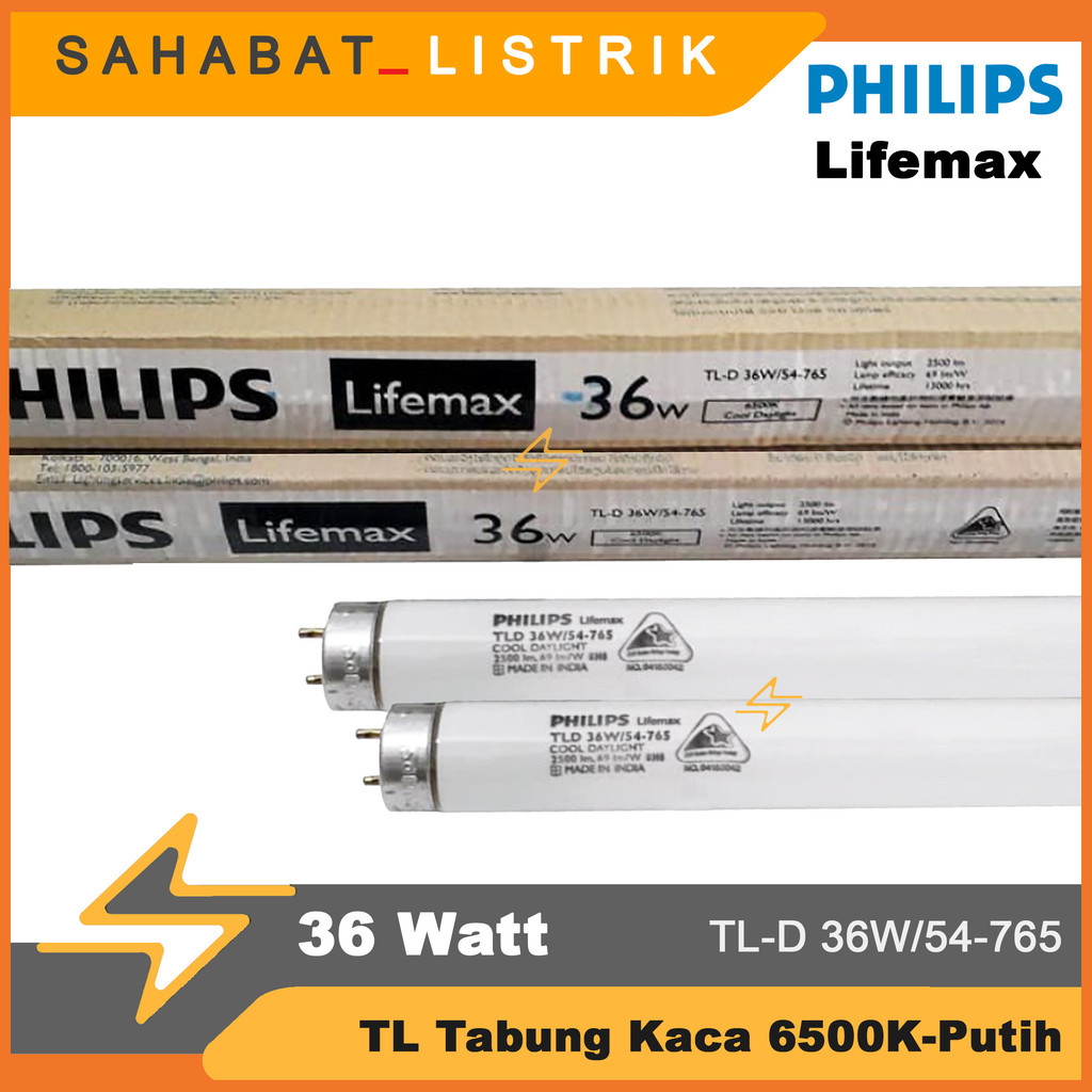 Jual PHILIPS LIFEMAX TLD / PHILIPS TL-D 36W/54-765 PANJANG 120CM 6500K ...