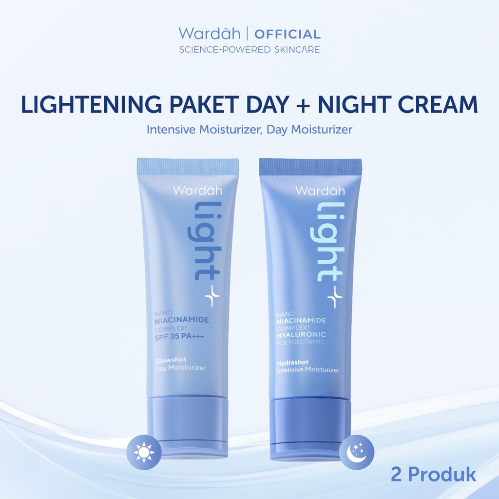 Jual Wardah Lightening Paket Day + Night Cream 20 ml - Light+ Glowshot ...